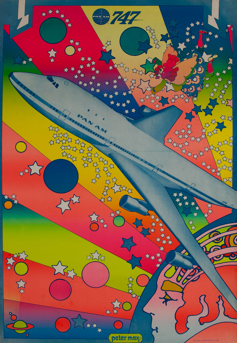 Pan Am Peter Max 747 Original Poster | David Pollack Vintage Posters