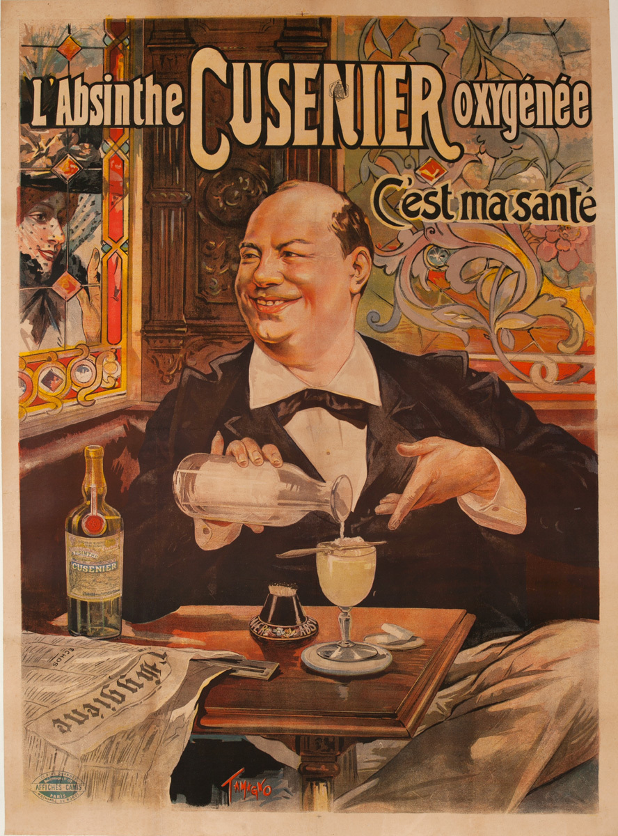 L' Absinthe Cusenier Oxygénée, Original French Advertsing Poster ...