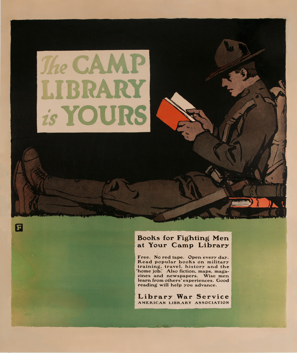 The Camp Library is Yours Original American WWI Home Front Book Poster ...