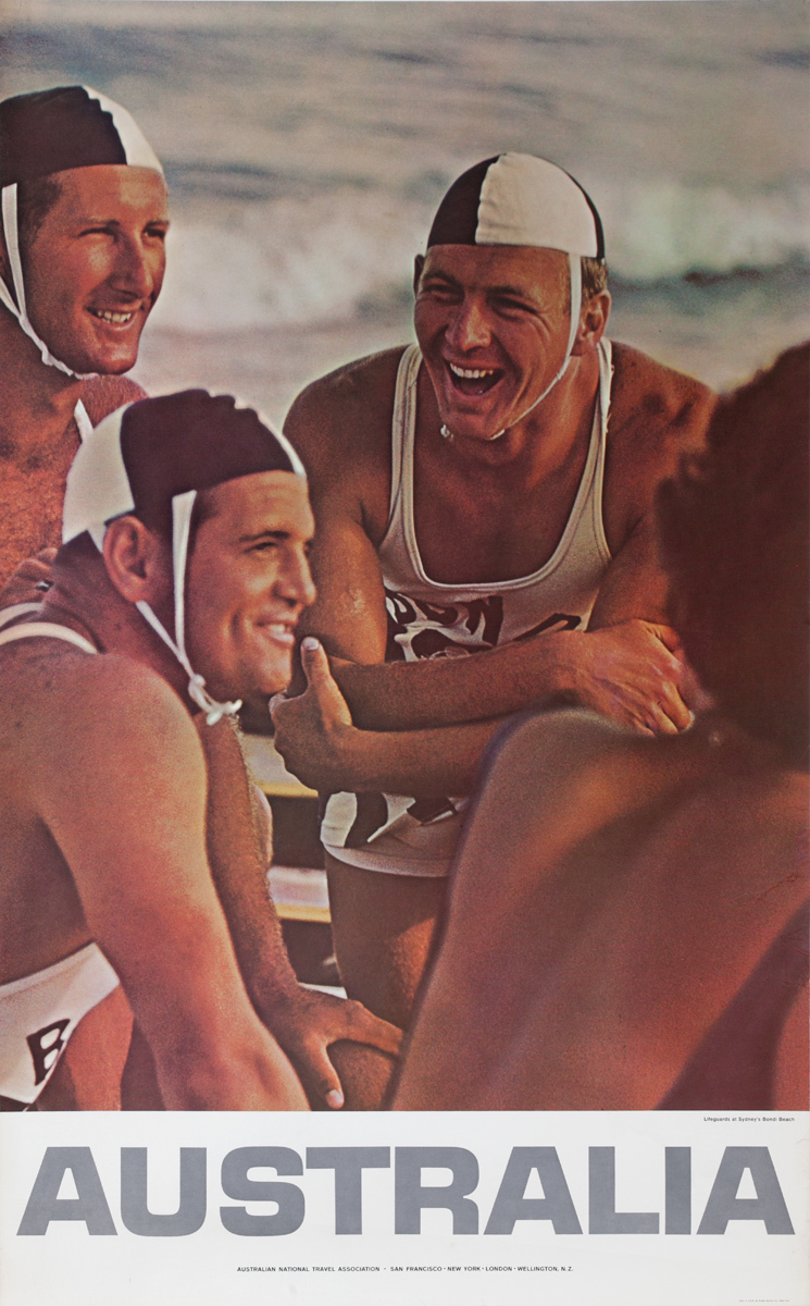 Australia, Lifeguards at Sidney's Bondi Beach, Original Travel Poster ...