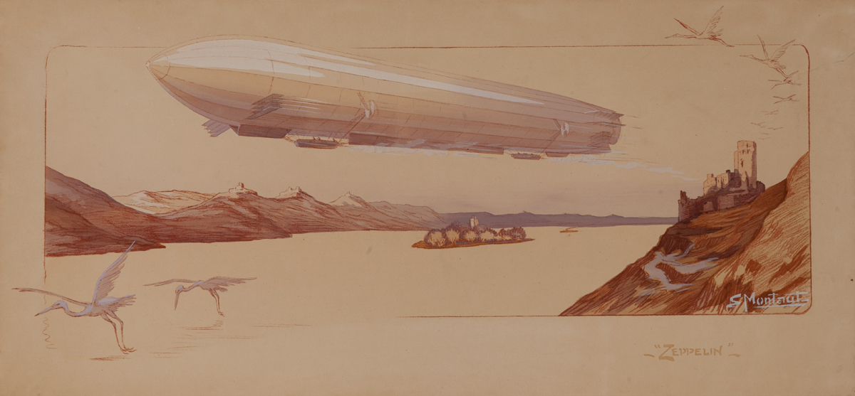 Zeppelin, Original Hand Colored Pochoir Sports Print | David Pollack ...