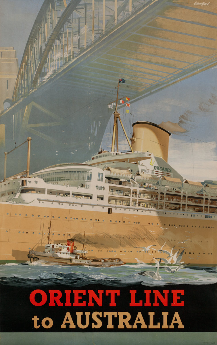 Orient Line to Australia Crusie Ship Poster, Sydney Harbor Bridge ...