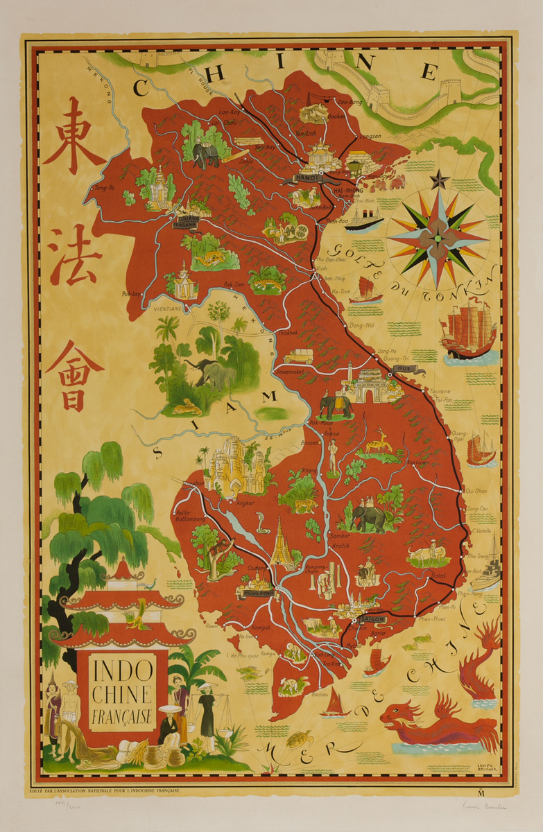 Indo Chine Francaise, French Indochine Vietnam Poster Map | David ...