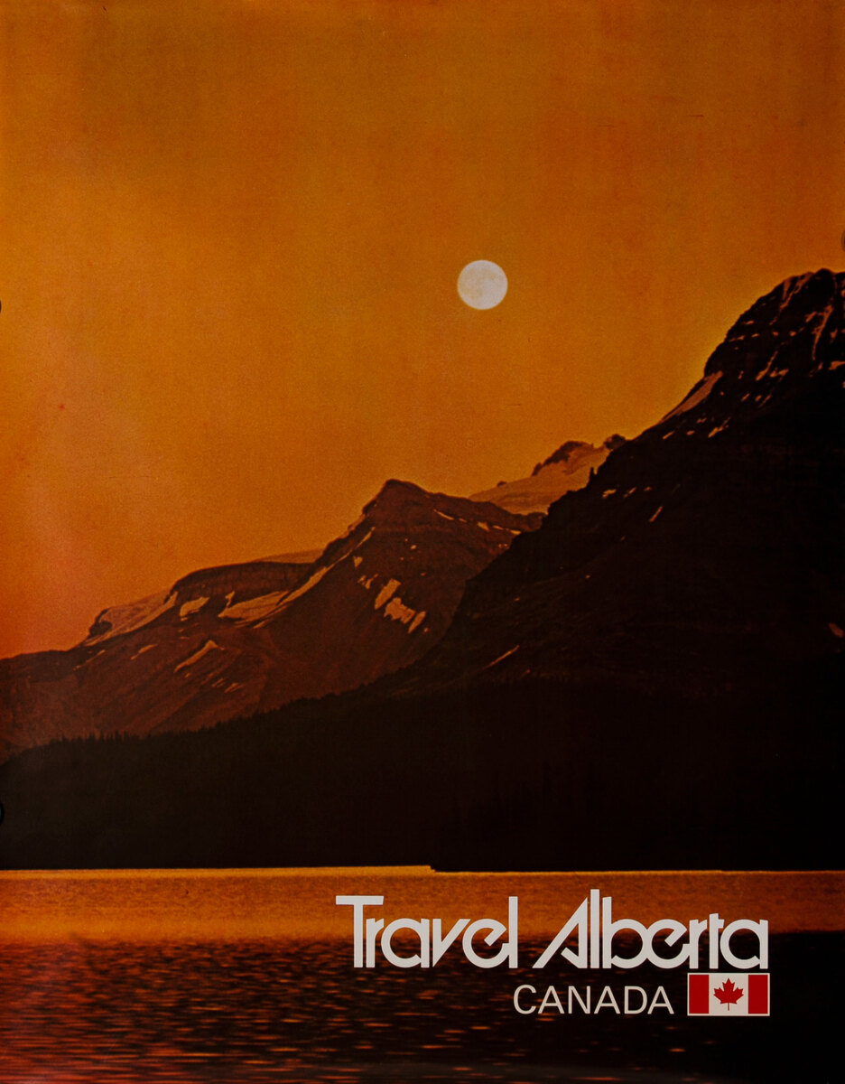 Travel Alberta Mountain Sunset Canadian Travel Poster | David Pollack ...