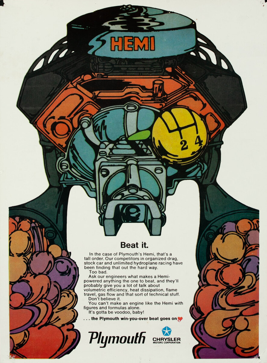 Chrysler Plymouth Hemi Engine Advertising Poster | David Pollack ...