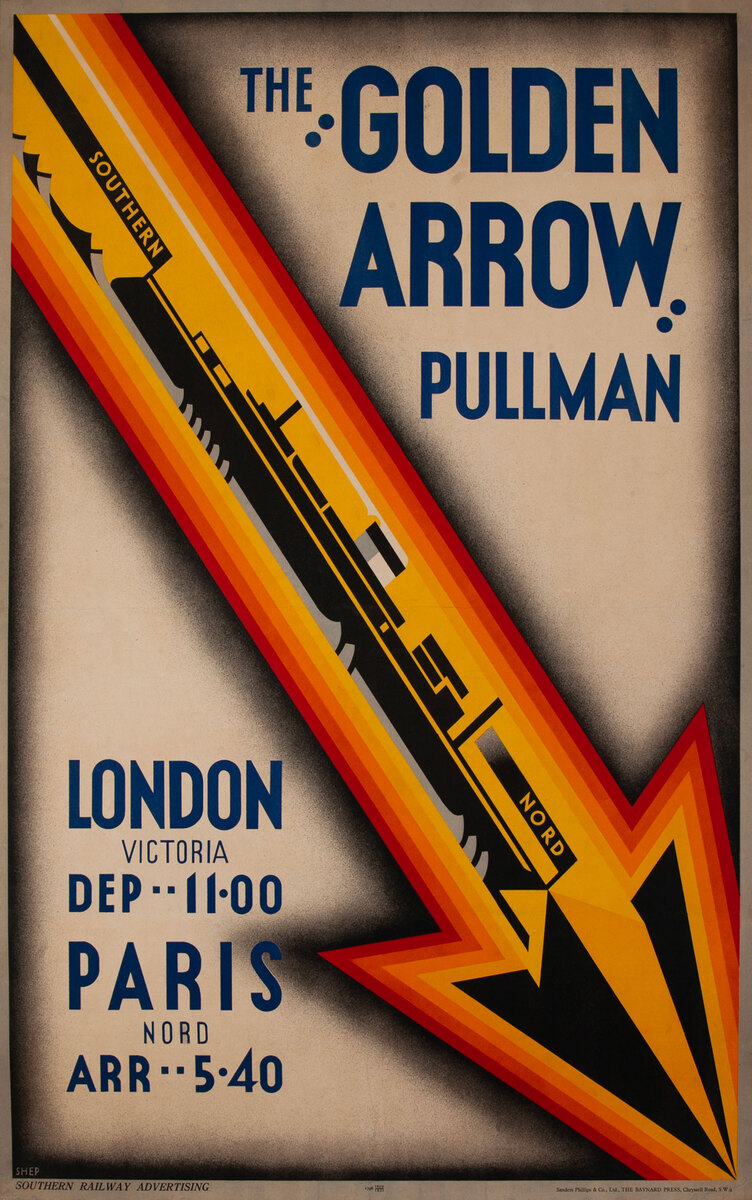 The Golden Arrow Pullman Original Railroad Poster London to Paris ...