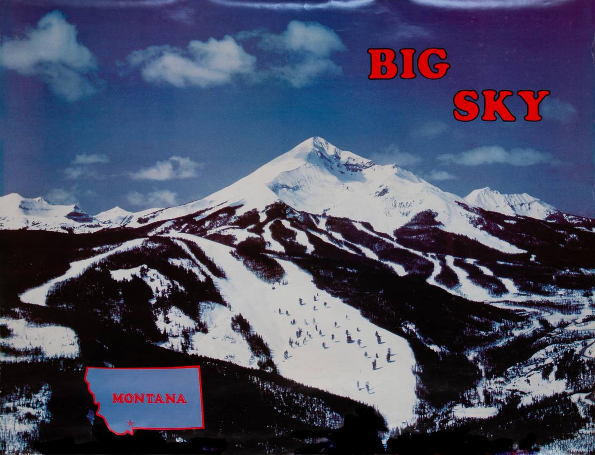 Big Sky Montana Original Ski Mountain Poster | David Pollack Vintage Posters