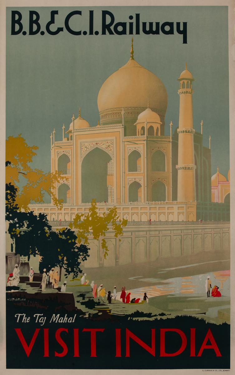 The Taj Mahal Visit India Original Bombay, Baroda and Central India ...