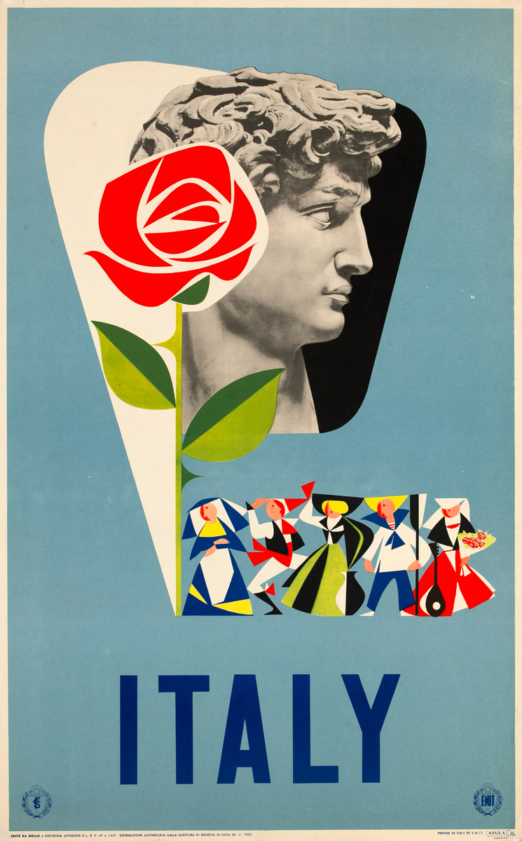 Italy ENIT Travel Poster - Rose Collage | David Pollack Vintage Posters