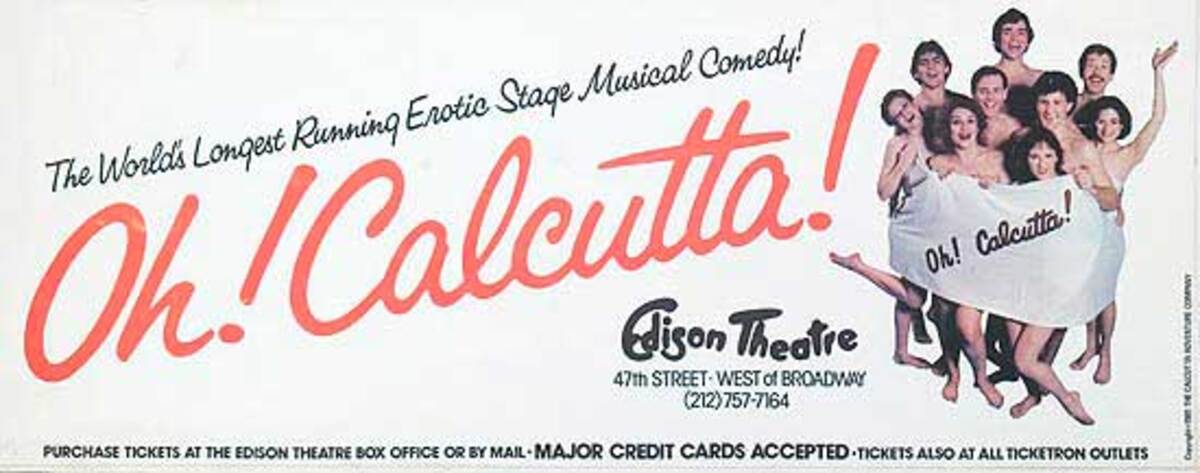 Oh Calcutta Original Theatre Advertising Poster | David Pollack Vintage ...