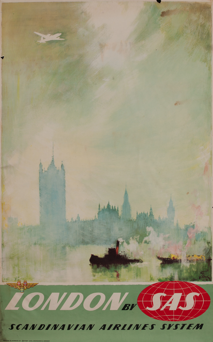 SAS London Original Travel Poster | David Pollack Vintage Posters