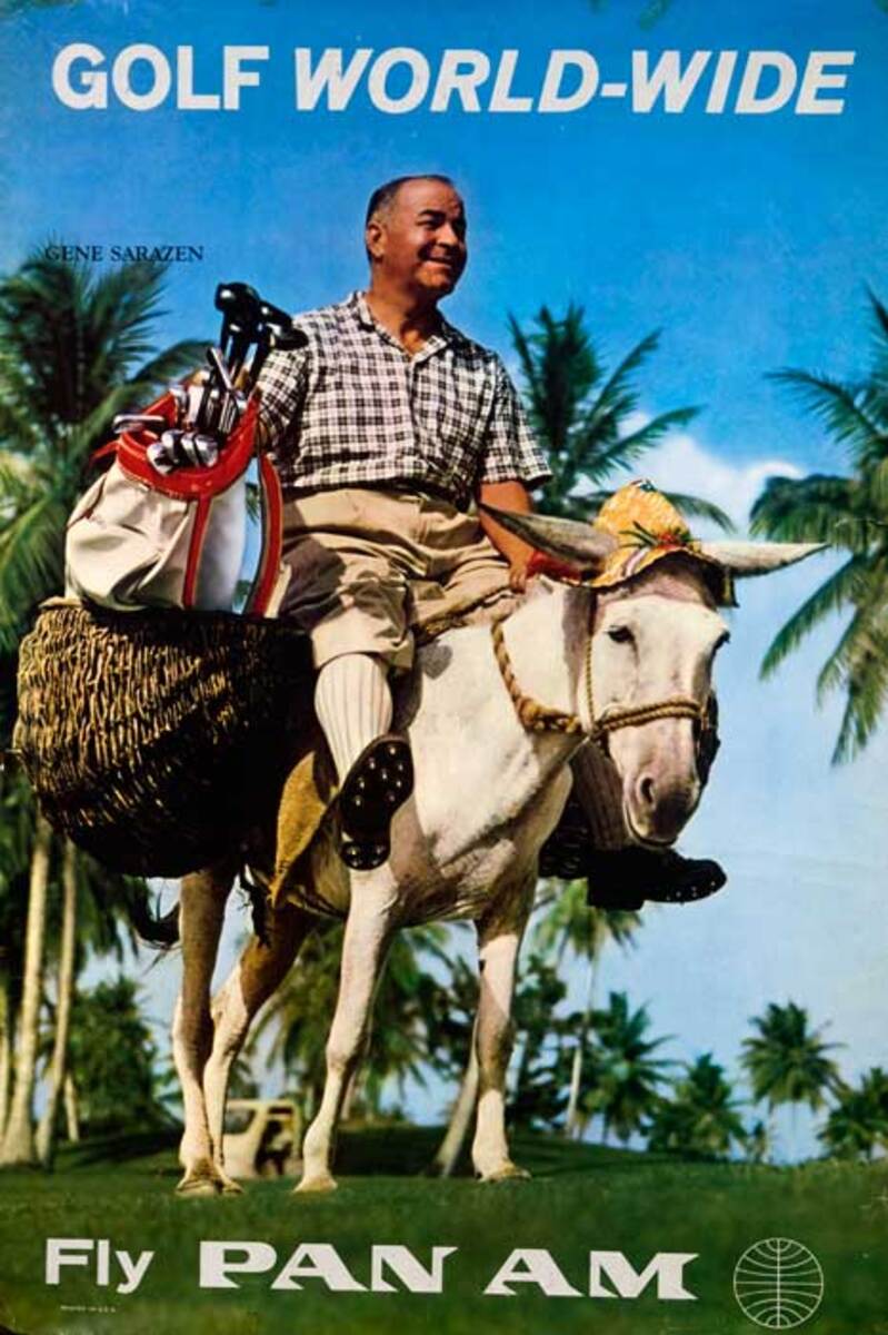 Golf World Wide Fly Pan American Airlines Travel Poster | David Pollack Vintage Posters