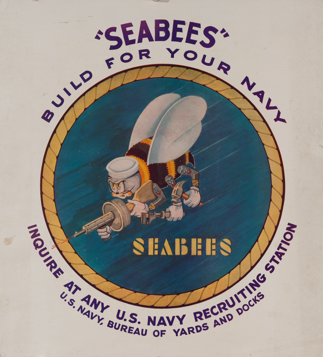 Seabees Build For Your Navy Original American WWII Recruiting Poster ...