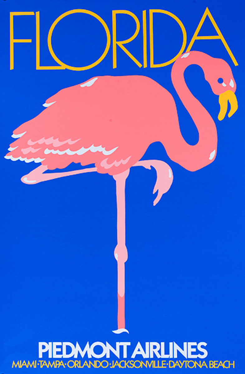 Piedmont Airlines Original Travel Poster Florida Flamingo large size ...