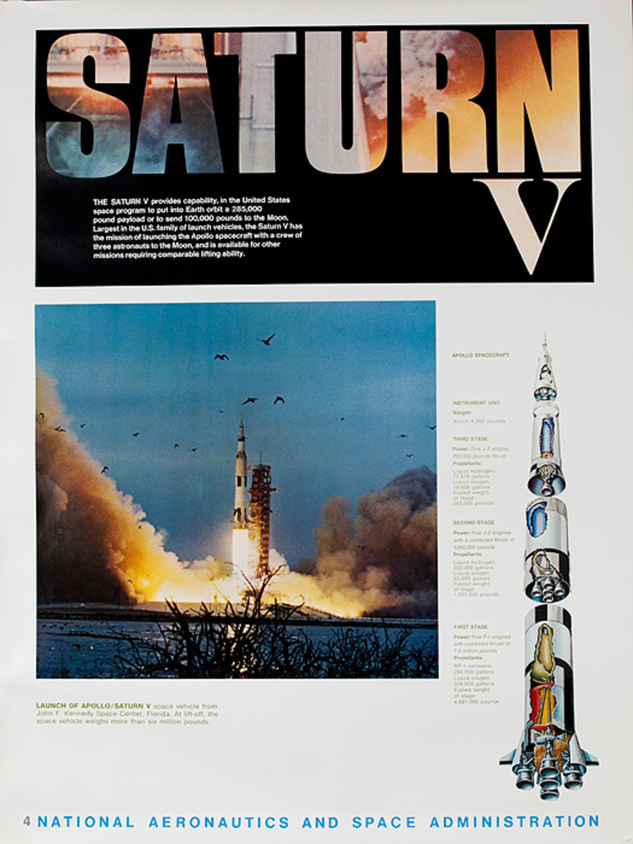 NASA Apollo Program Educational and Science Poster #4 Saturn V | David ...